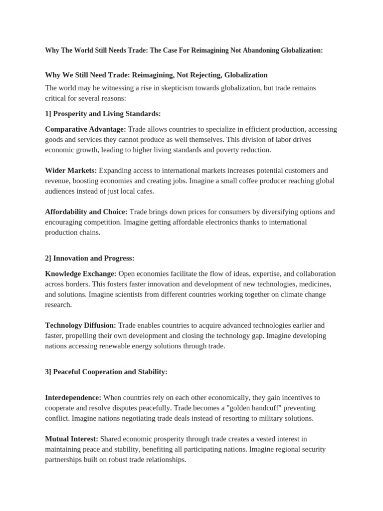 Why The World Still Need The Trade and Globalization | PDF ...
