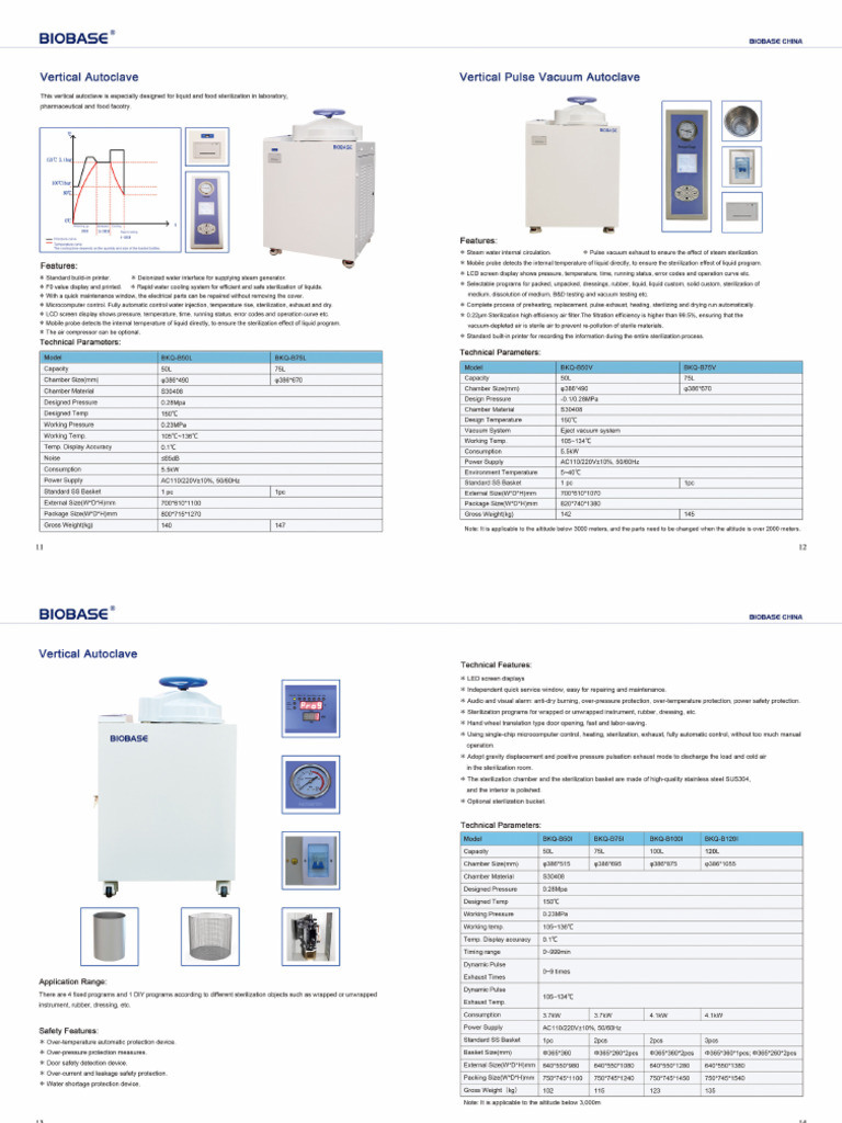 Catalogo Autoclaves Biobase | PDF
