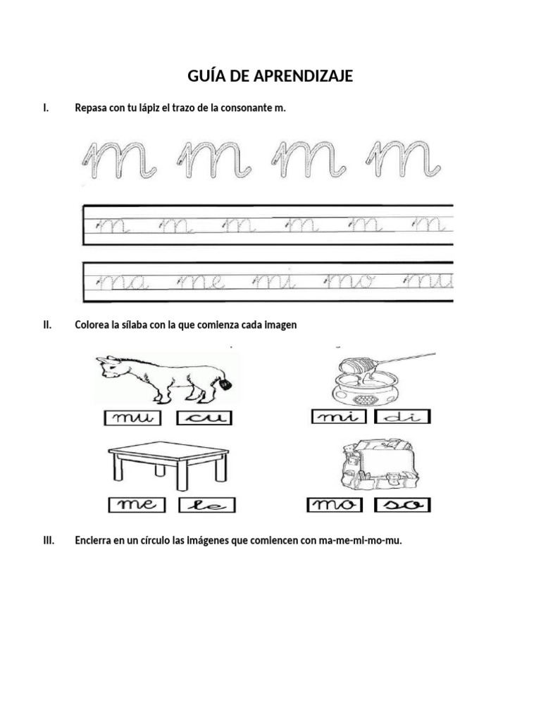 2° B Guía Fonema M | PDF