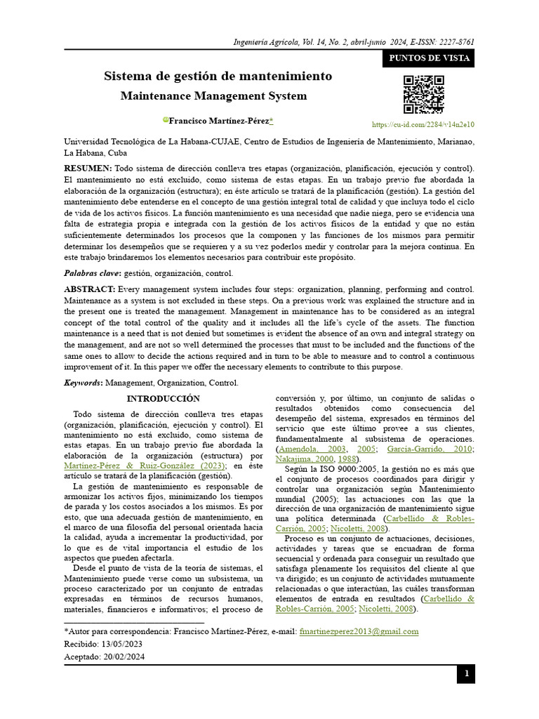 Sistema de Gestion de Mtto | PDF | Calidad (comercial) | Planificación