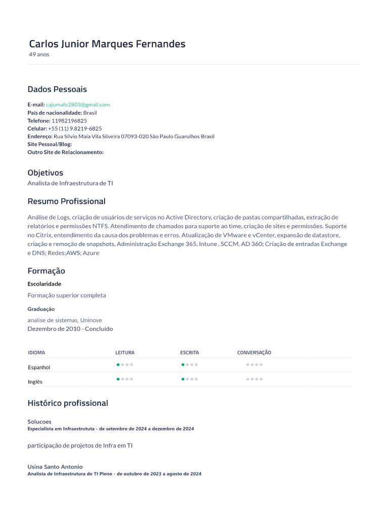 Curriculo Carlos | PDF