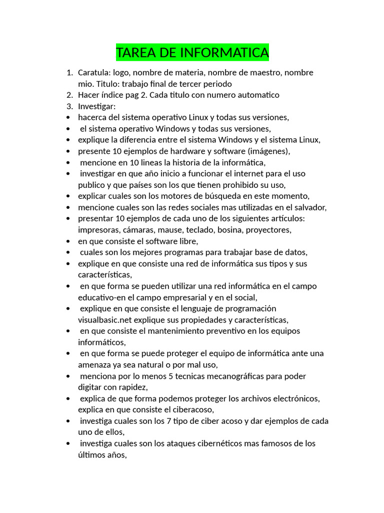 TAREA DE INFORMATICA | PDF