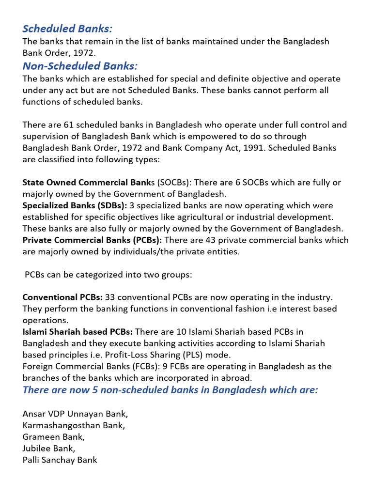 Types of Banks in Bangladesh | PDF