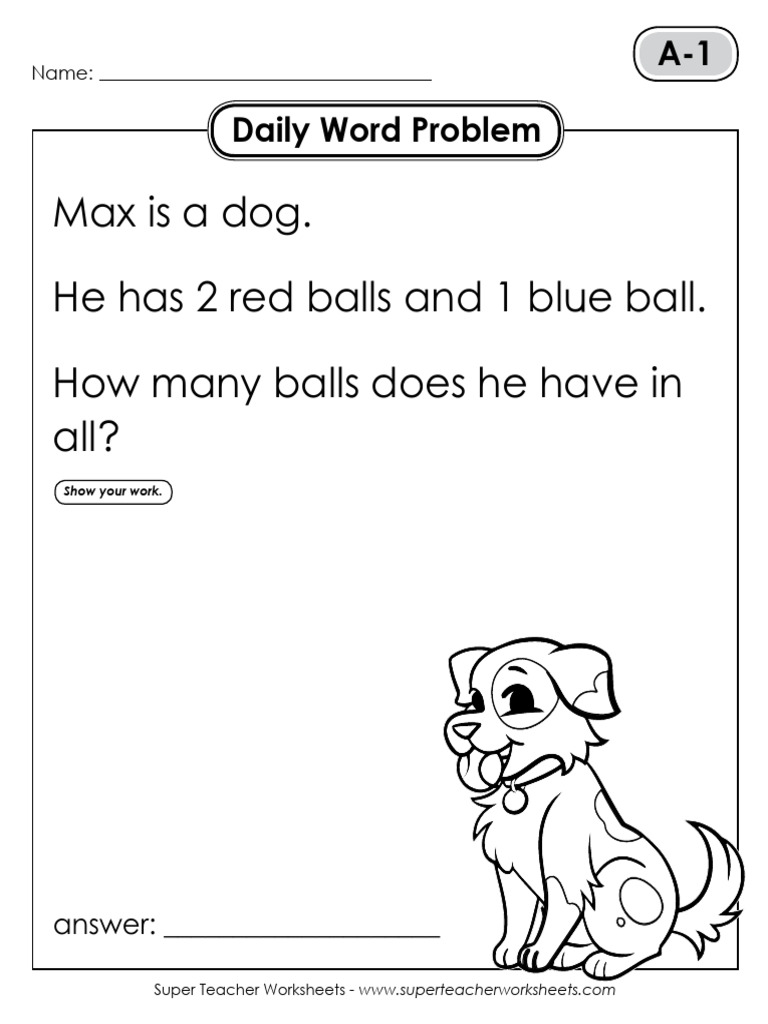 Daily Word Problem A1 5 - BALLS | PDF