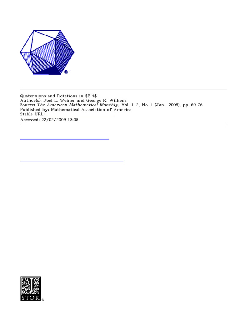 Quaternions and E4 Rotations Explained | PDF | Abstract Algebra ...