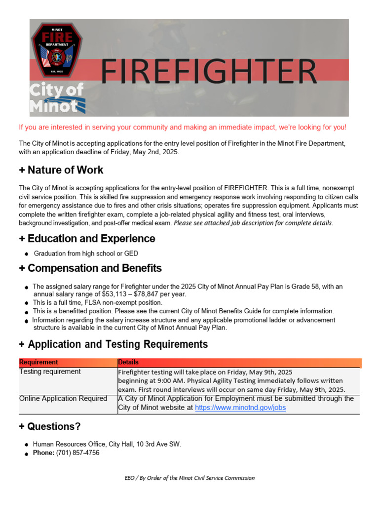 FIREFIGHTER HIRING INFORMATION PACKET - May 2025 | PDF | Fire Engine ...