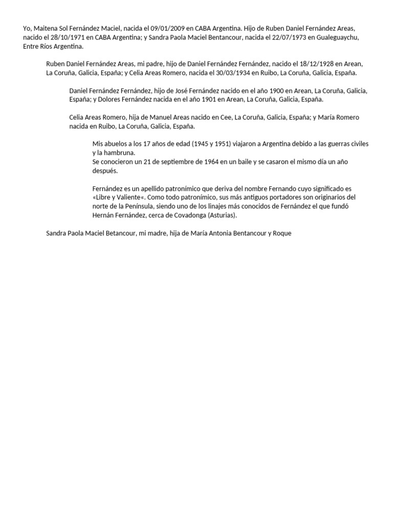 Genealogía de Maitena Sol Fernández | PDF