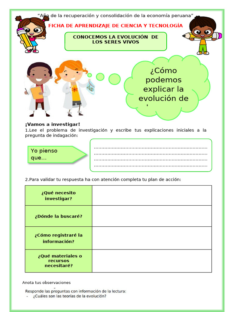Ficha-Cyt Evolucion de Los Seres Vivos | PDF