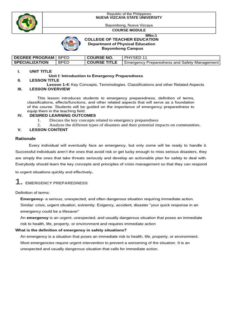 24 2 PHYSED11 MODULE 1 Emergency Preparedness | PDF | Emergency | Emergency Management