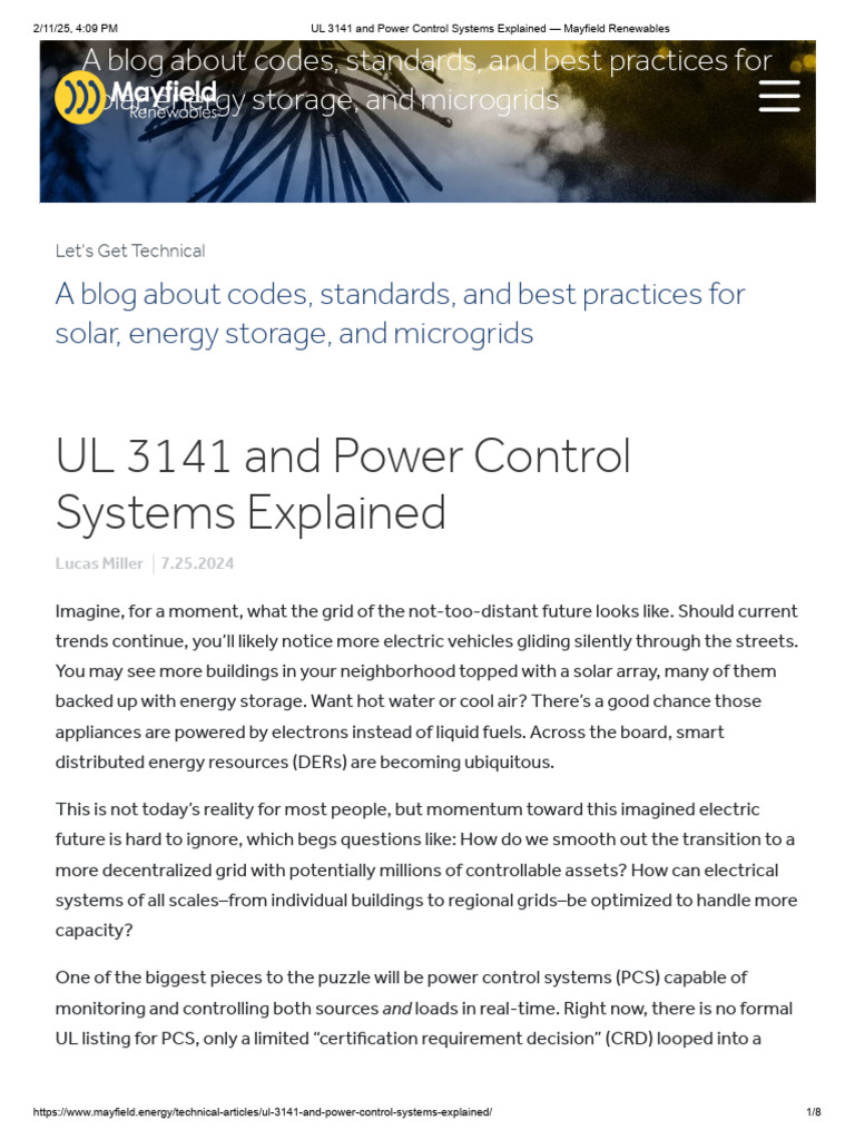 UL 3141 and Power Control Systems Explained - Mayfield Renewables | PDF | Distributed Generation ...
