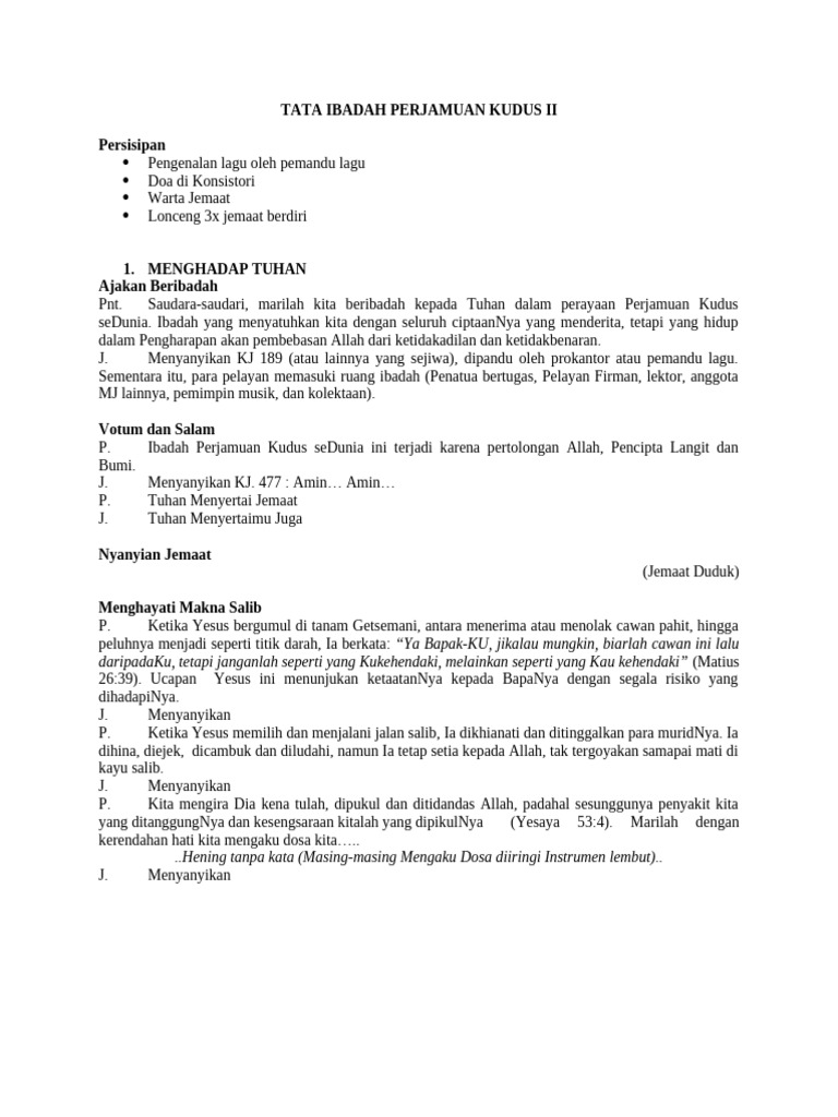 Perjamuan Kudus Oikumene 2025 | PDF