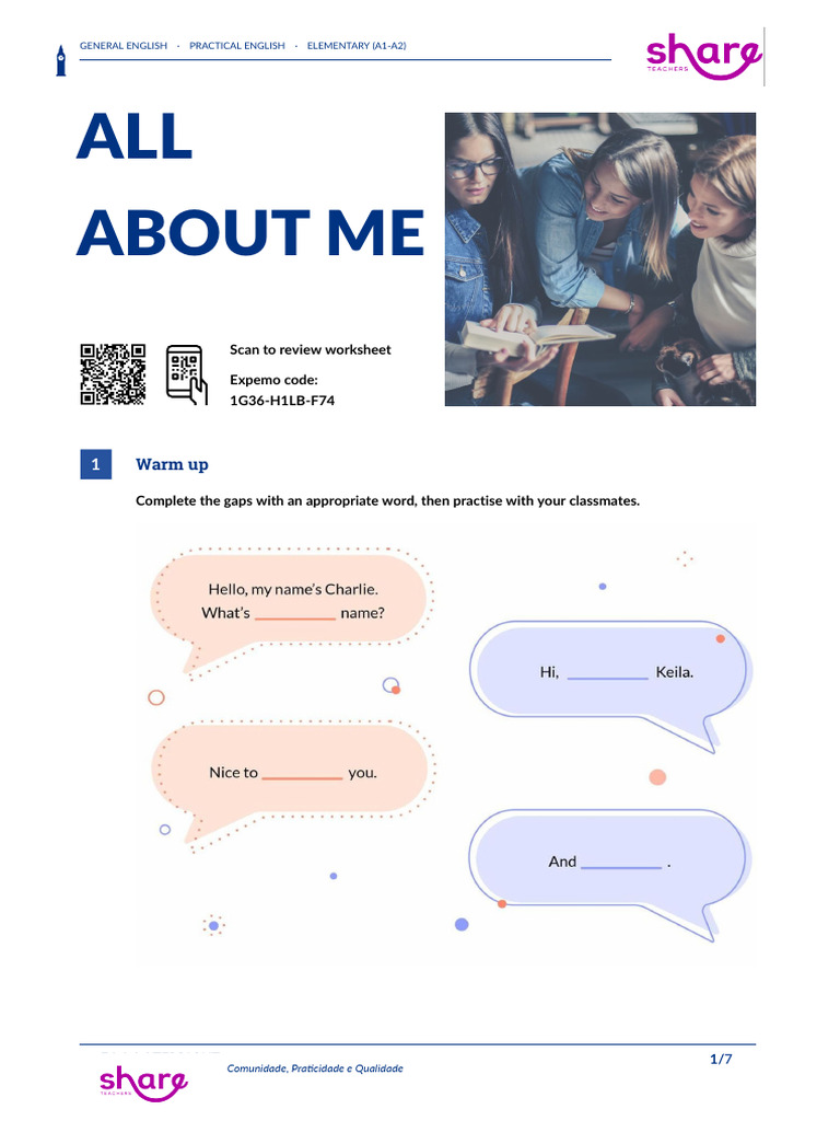 All About Me: A1-A2 English Guide | PDF | Question | Human Communication