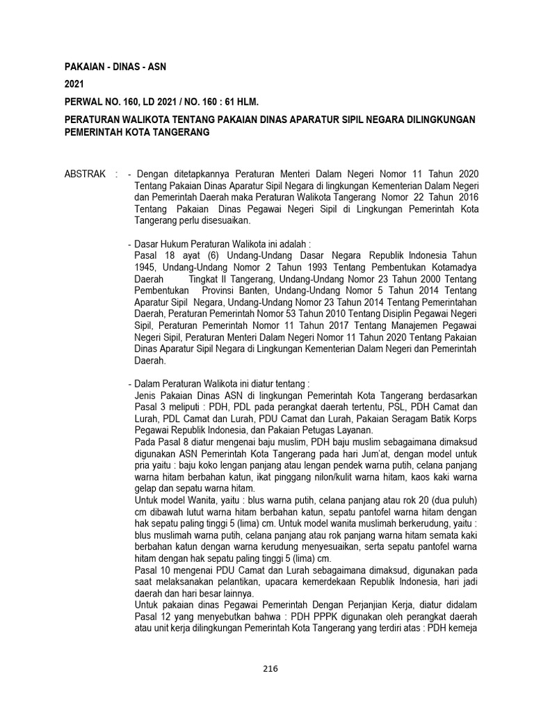 Perwal No 160 Tahun 2021 | PDF
