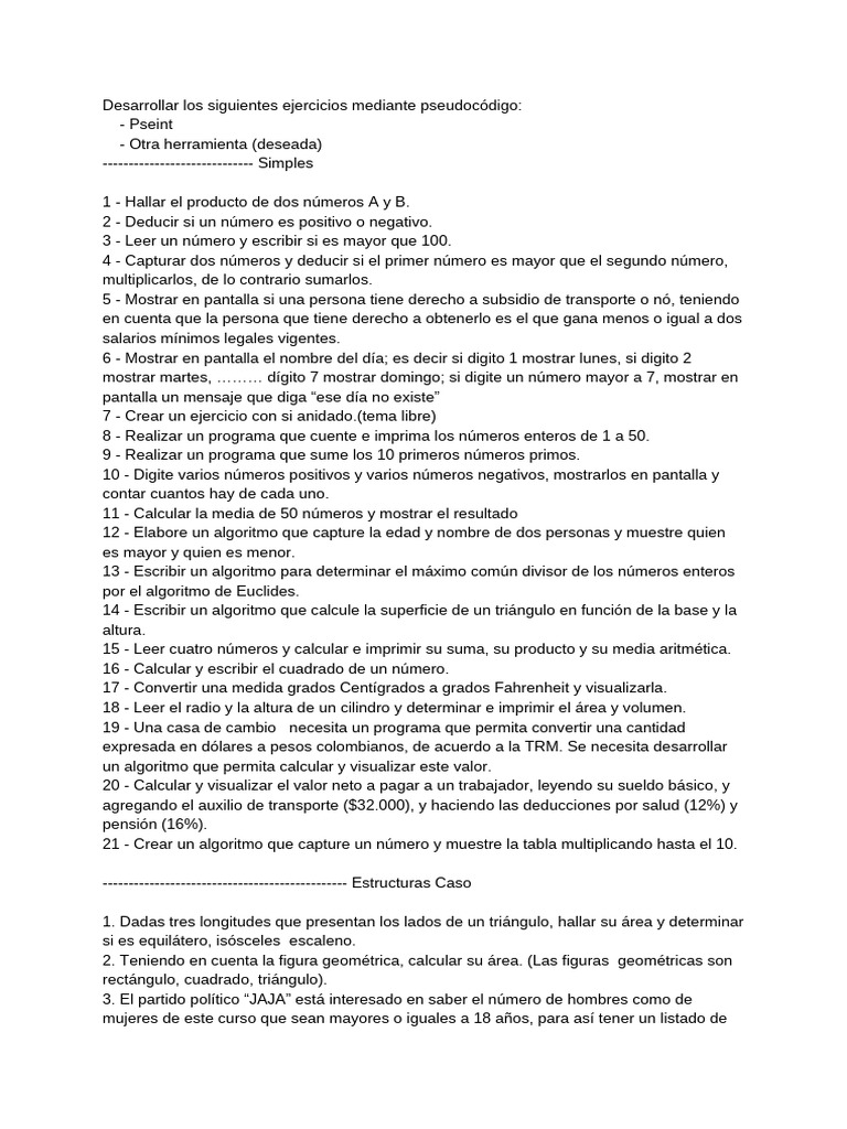 Ejercicios Propuestos | PDF | Algoritmos | Triángulo