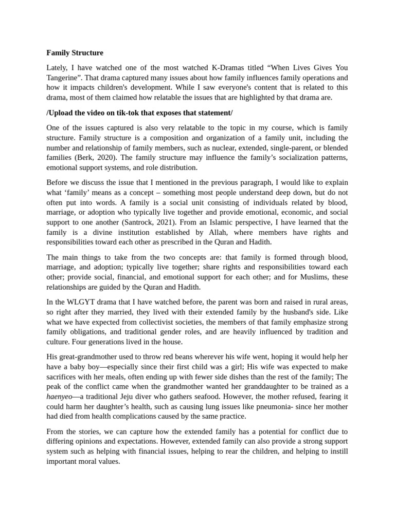 Family Structure - Reflection | PDF | Family | Hadith