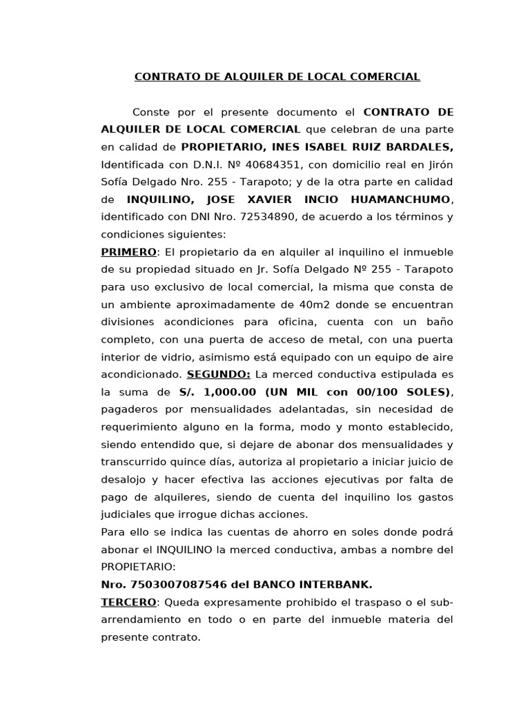 Contrato de Arriendo Local 215 Sofia | PDF | Propiedad