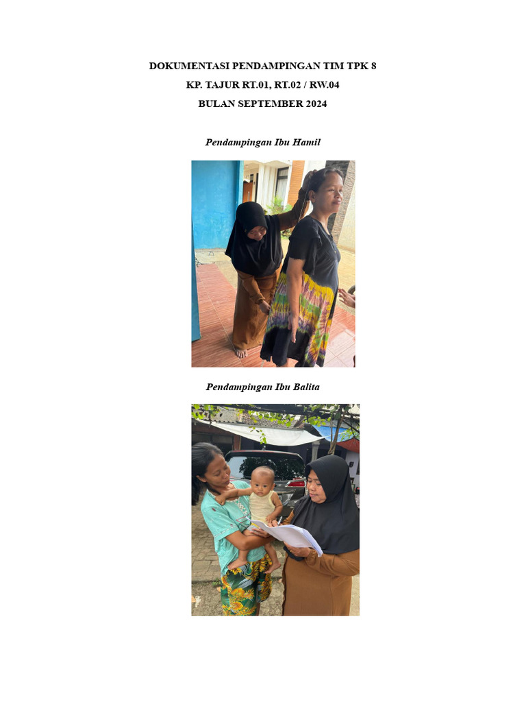 Dokumentasi Pendampingan Tim TPK 8 Bulan September 2024 | PDF