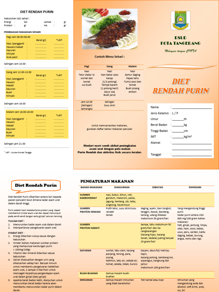 Leaflet Diet Rendah Purin | PDF