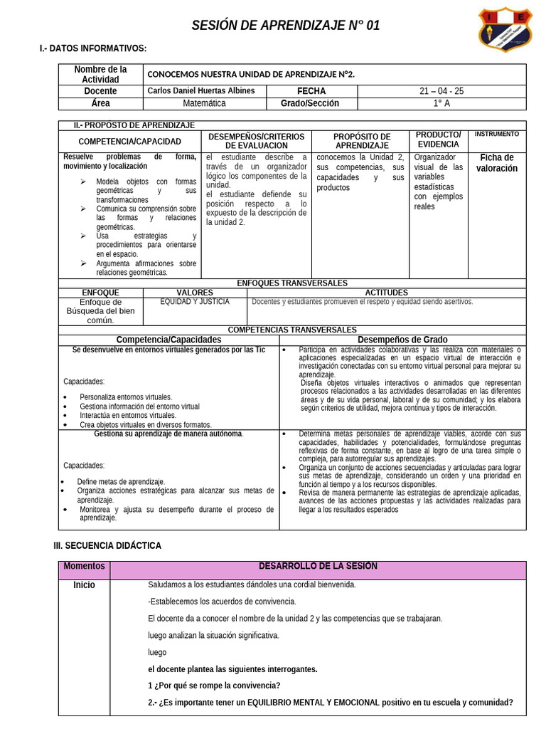 1mat U02-01 | PDF | Aprendizaje | Mente