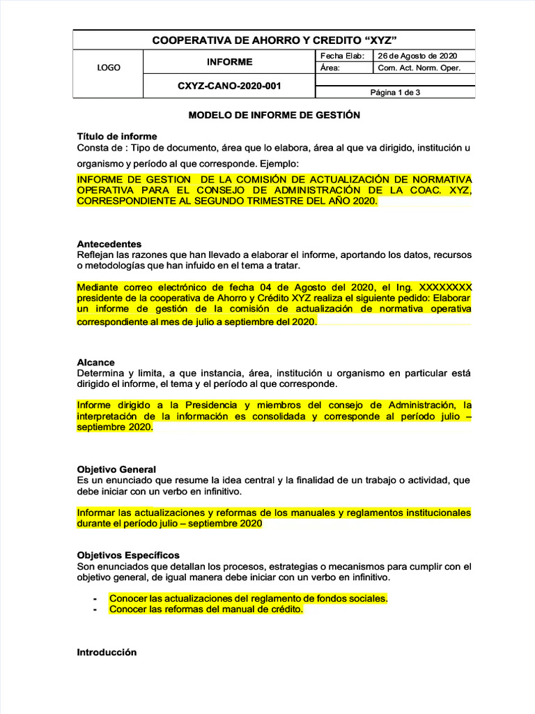 PDF Modelo Informe de Gestion - Compress | PDF