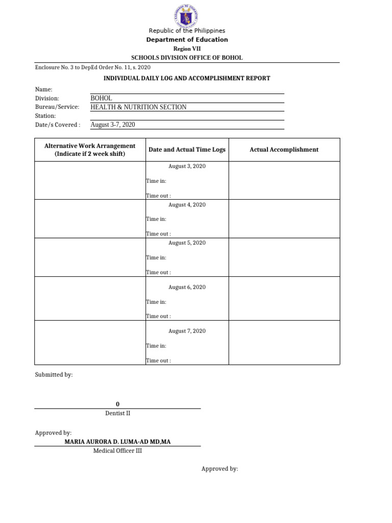 August Individual Daily Log & Accomplishment Report | PDF | Philippines
