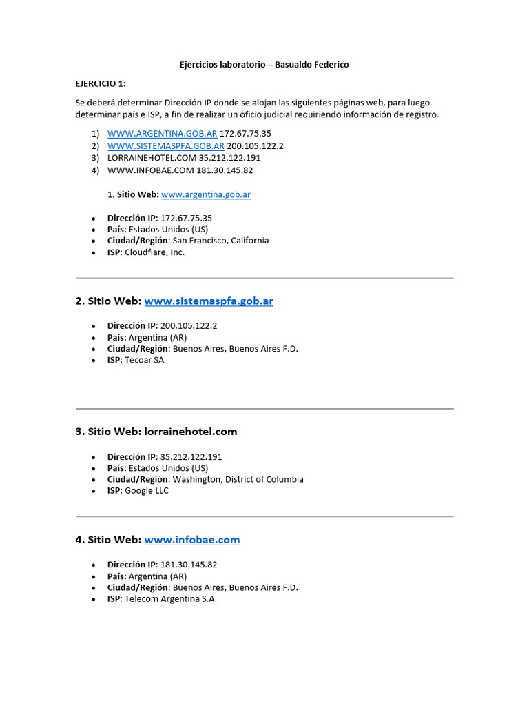 Ejercicios Laboratorio Basualdo Federico | PDF | Red mundial | Internet y web