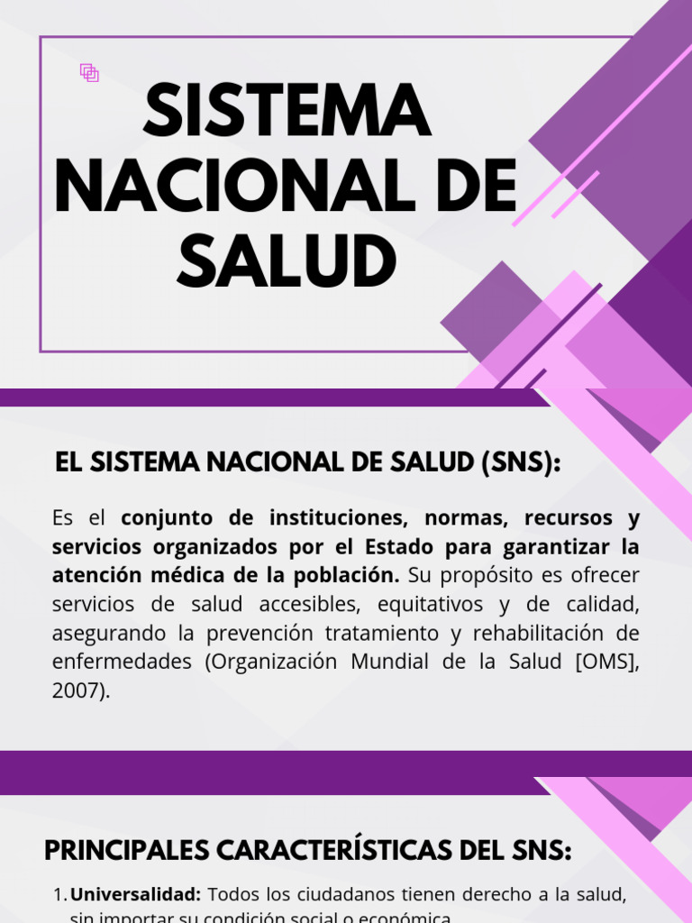 Características y Funciones del SNS | PDF | Cuidado de la salud ...