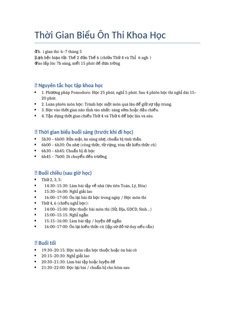 Thoi Gian Bieu On Thi | PDF