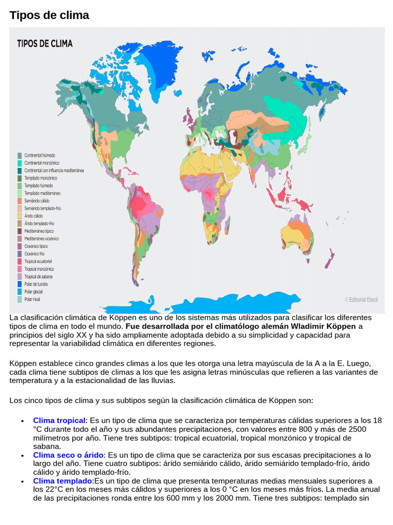 Tipos de Climas | PDF | Clima | Clima templado