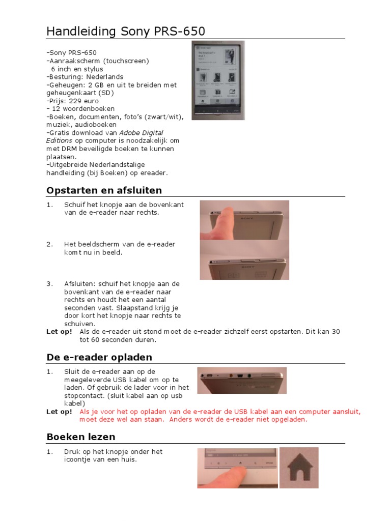 Gebruiksaanwijzing Sony PRS 650 | PDF