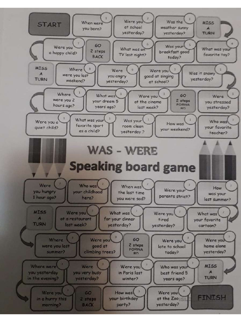 Was Were Speaking Board Game | PDF