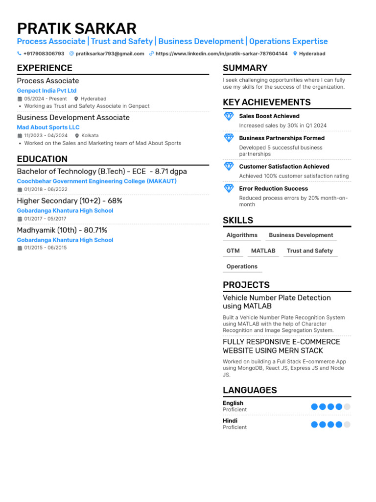 Pratik Sarkar Resume Updated | PDF