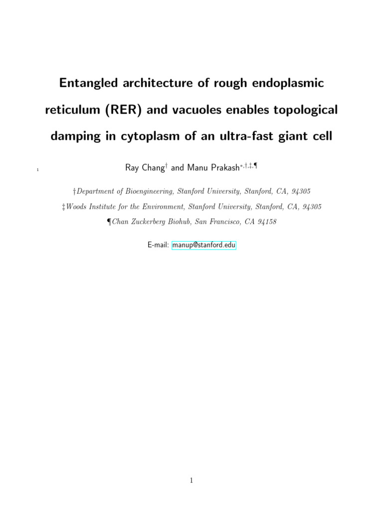 Entangled Architecture of Rough Endoplasmic Reticu | PDF | Endoplasmic ...