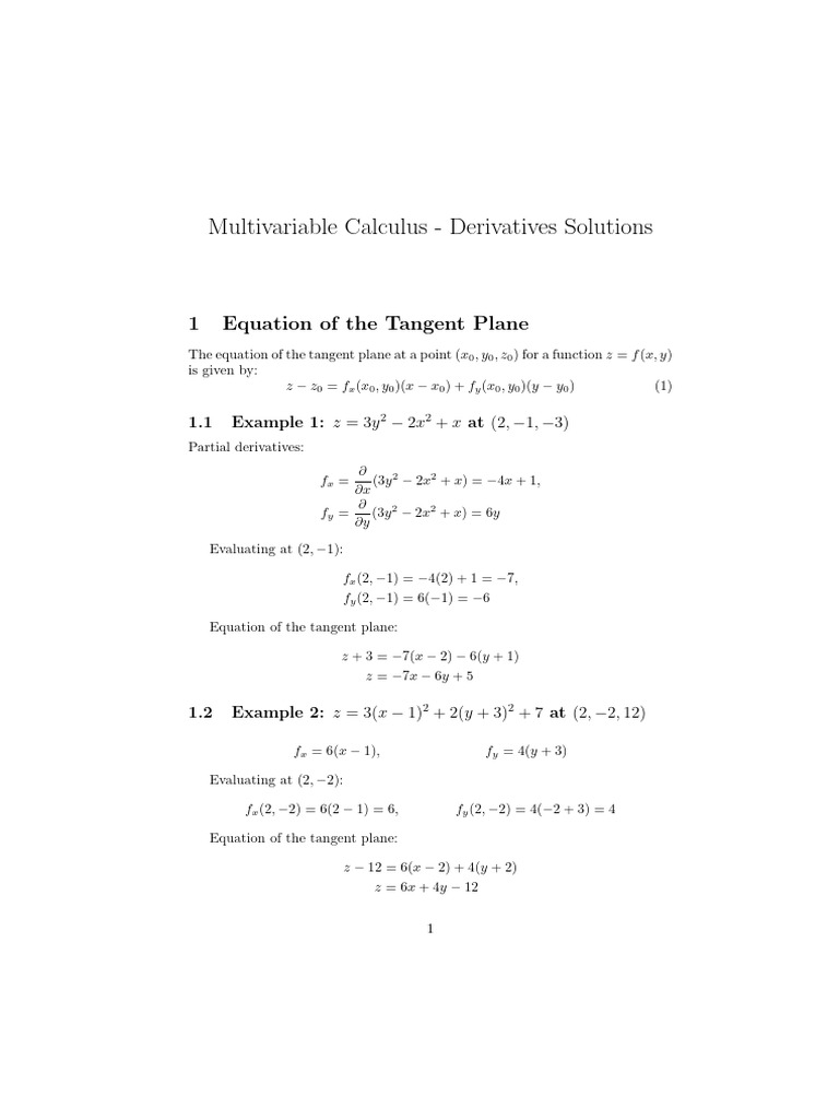 Multivariable Calculus | PDF | Tangent | Multivariable Calculus