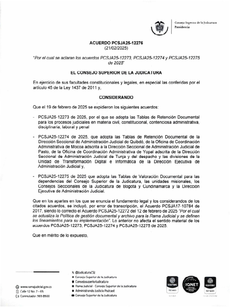 PCSJA25-12276 - TRD (aclaracion) | PDF