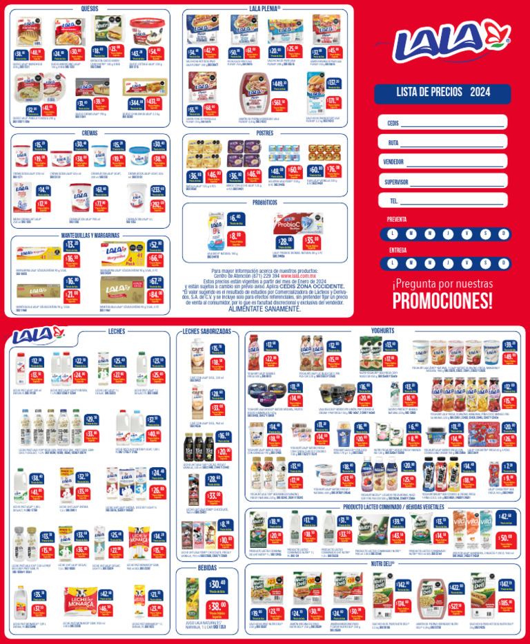 1.-ACTUALIZACIÓN_LISTA DE PRECIOS 2023_ OCCIDENTE_GDL 1_LALA_2024 | PDF | Cocina latinoamericana ...
