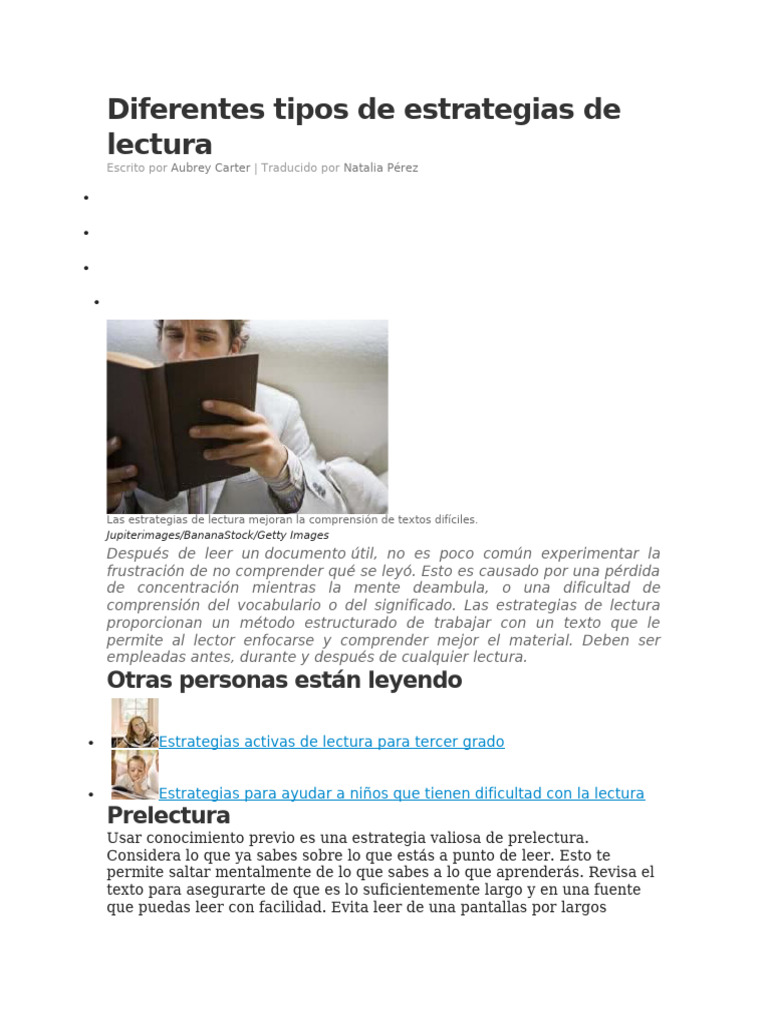 Diferentes tipos de estrategias de lectura-3 | PDF | Cognición ...