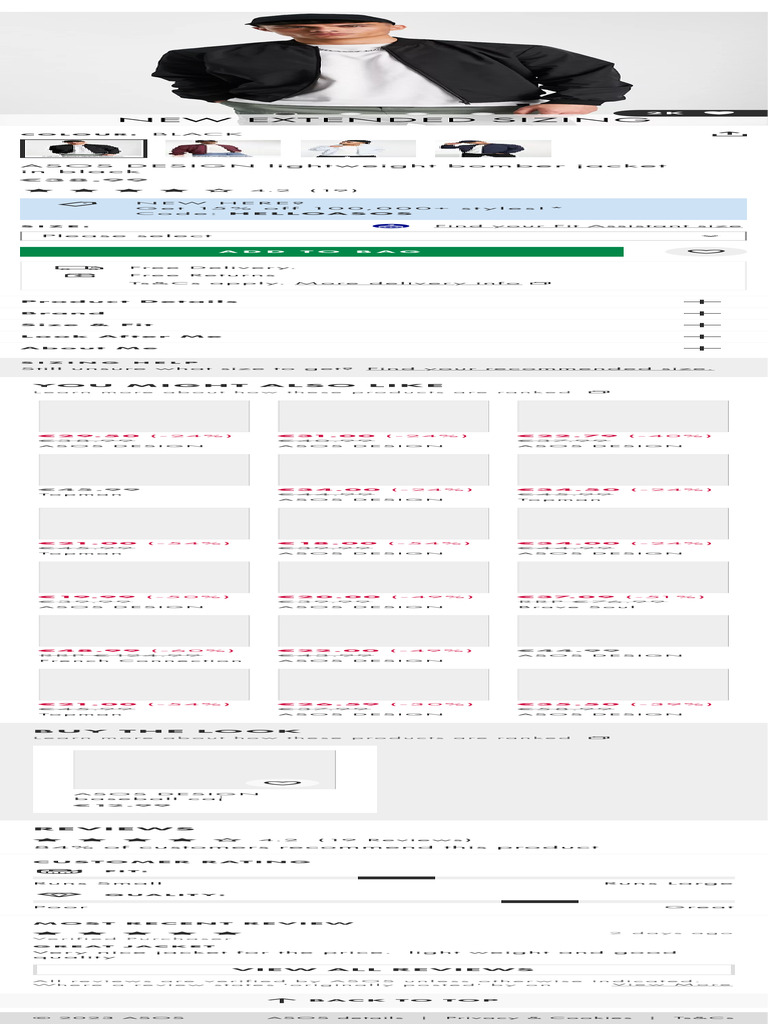 ASOS DESIGN Lightweight Bomber Jacket in Black ASOS | PDF