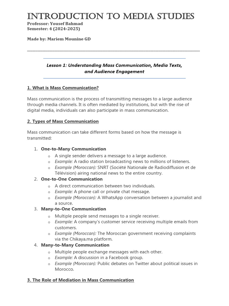 Introduction To Media Studies-1 | PDF | Communication | Semantics