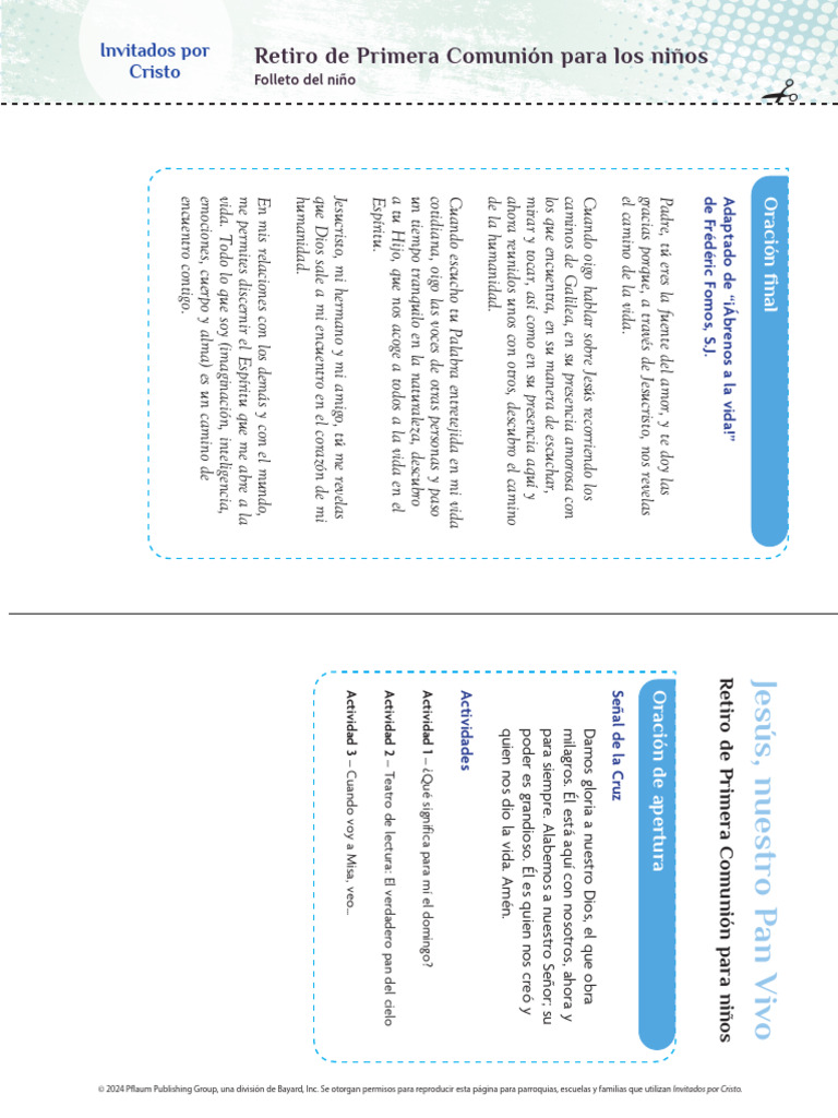 Folleto. Retiro de Primera Comunión. Niños. | PDF | eucaristía