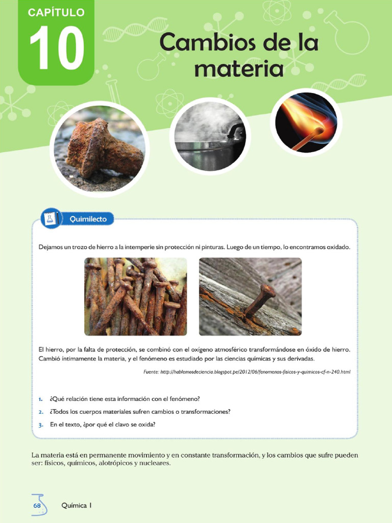 Cambios de la materia: físicos y químicos | PDF | Importar | Química