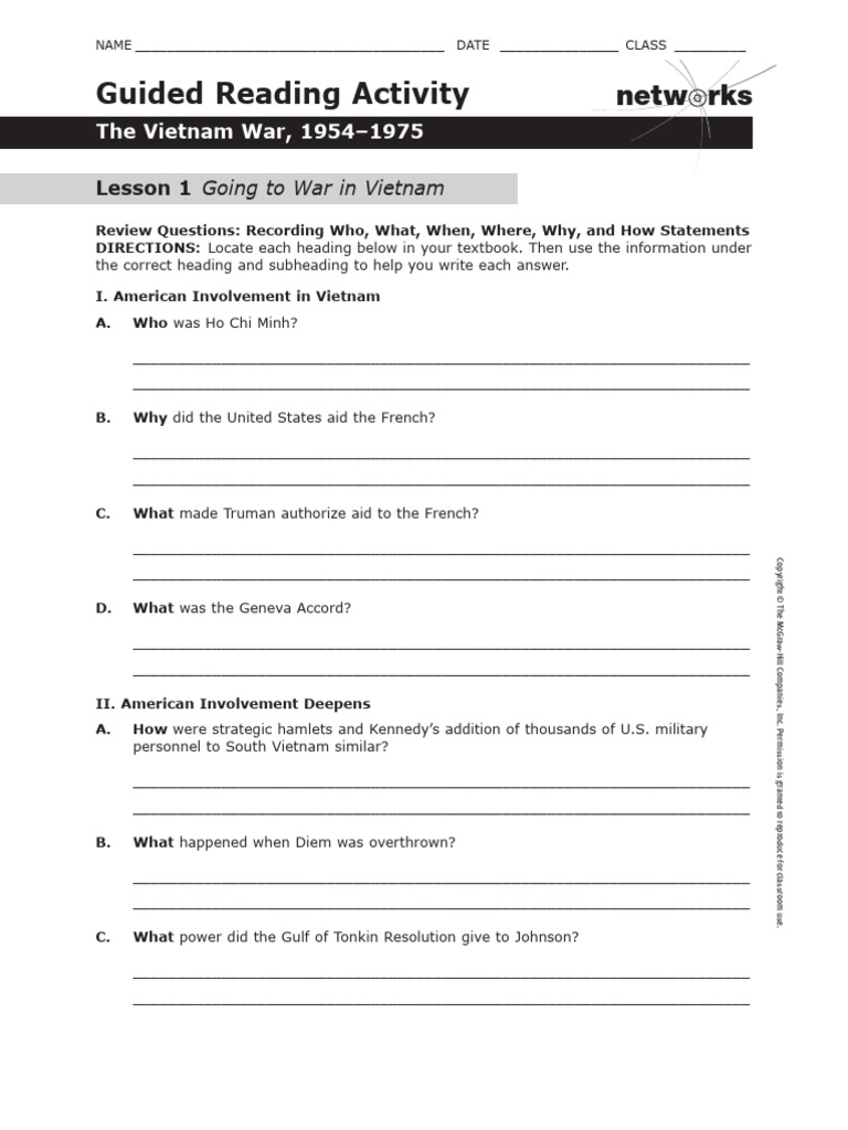 Going To War in Vietnam Questions | PDF | Vietnam War | Vietnamese ...