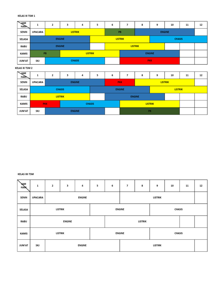 Jadwal Praktek Tsm 2024 - 2025 | PDF