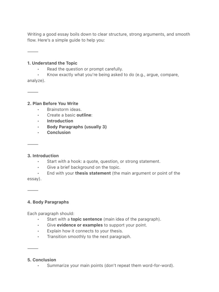 Writing A Good Essay Boils Down To Clear Structure, Strong Arguments | PDF