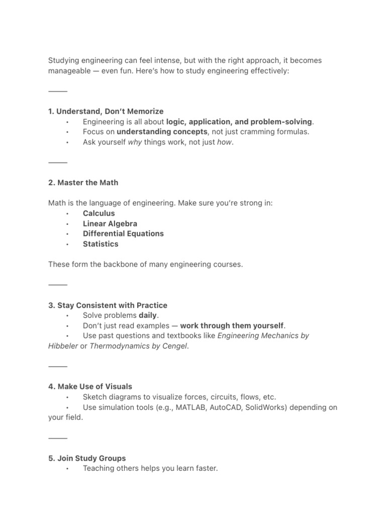 Studying Engineering Can Feel Intense, But With The Right Approach | PDF