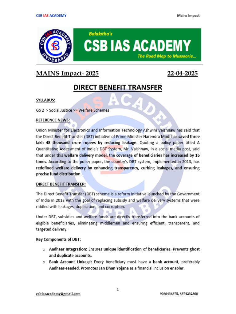 CSB Mains iMPACT 22nd April | PDF | Economy Of India