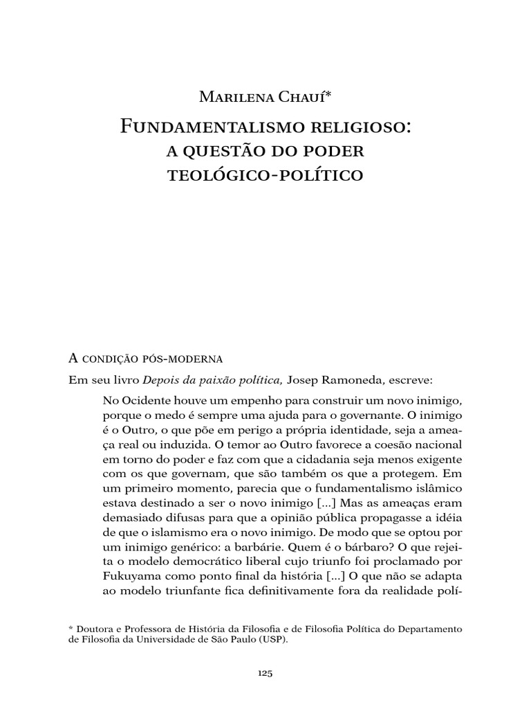 Fundamentalismo Religioso e Poder Político | PDF | Deus | Teologia