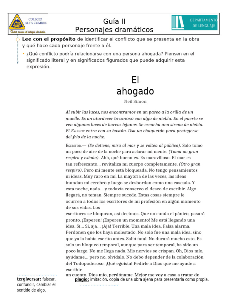 El Ahogado Obra Dramática | PDF