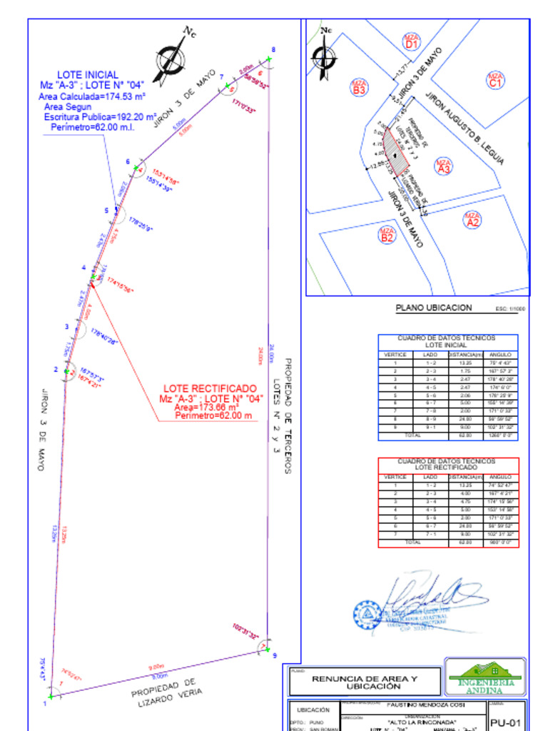 OK - PLANO DE RENUNCIA DE AREA - MZ (3) - LOTE (4) - Layout1 | PDF