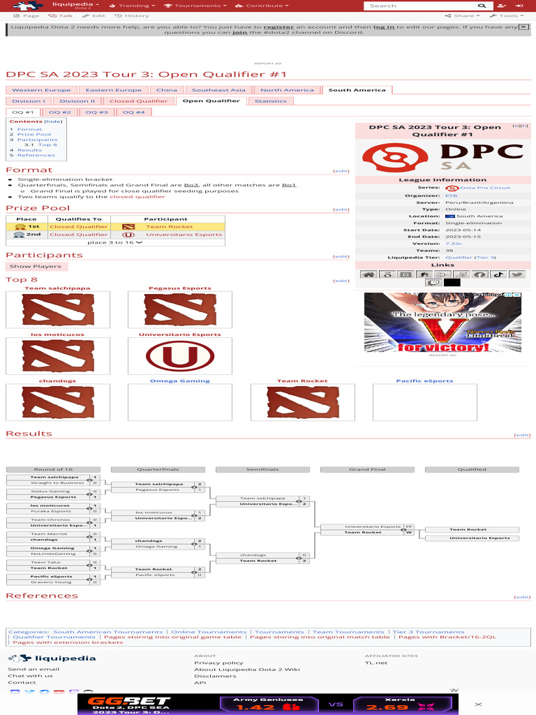 DPC SA 2023 Tour 3 Open Qualifier #1 - Liquipedia Dota 2 Wiki | PDF | Sports | Sports Competitions